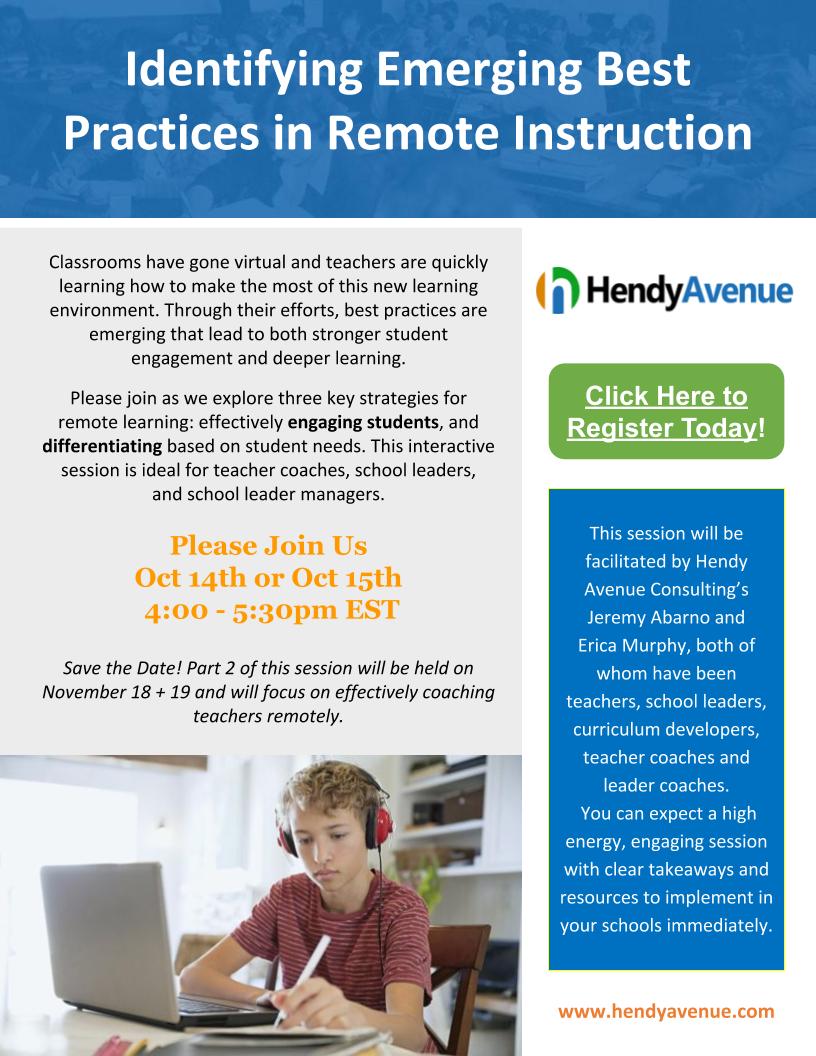 Hendy Webinar: Oct 14 & 15: Identifying Emerging Best Practices in ...